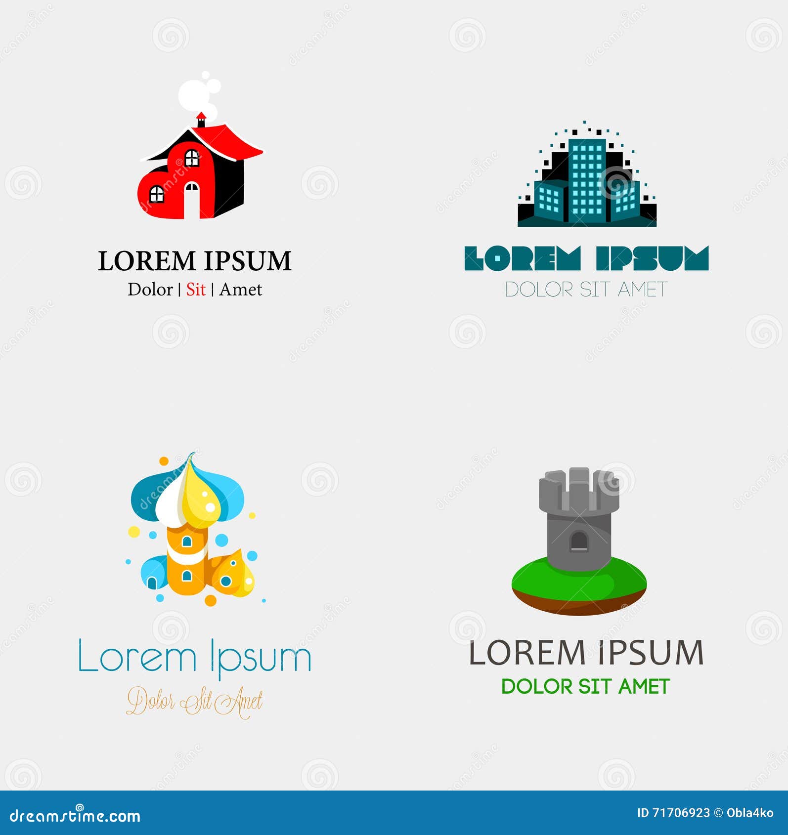 Illustrated buildings set stock vector. Illustration of construction ...