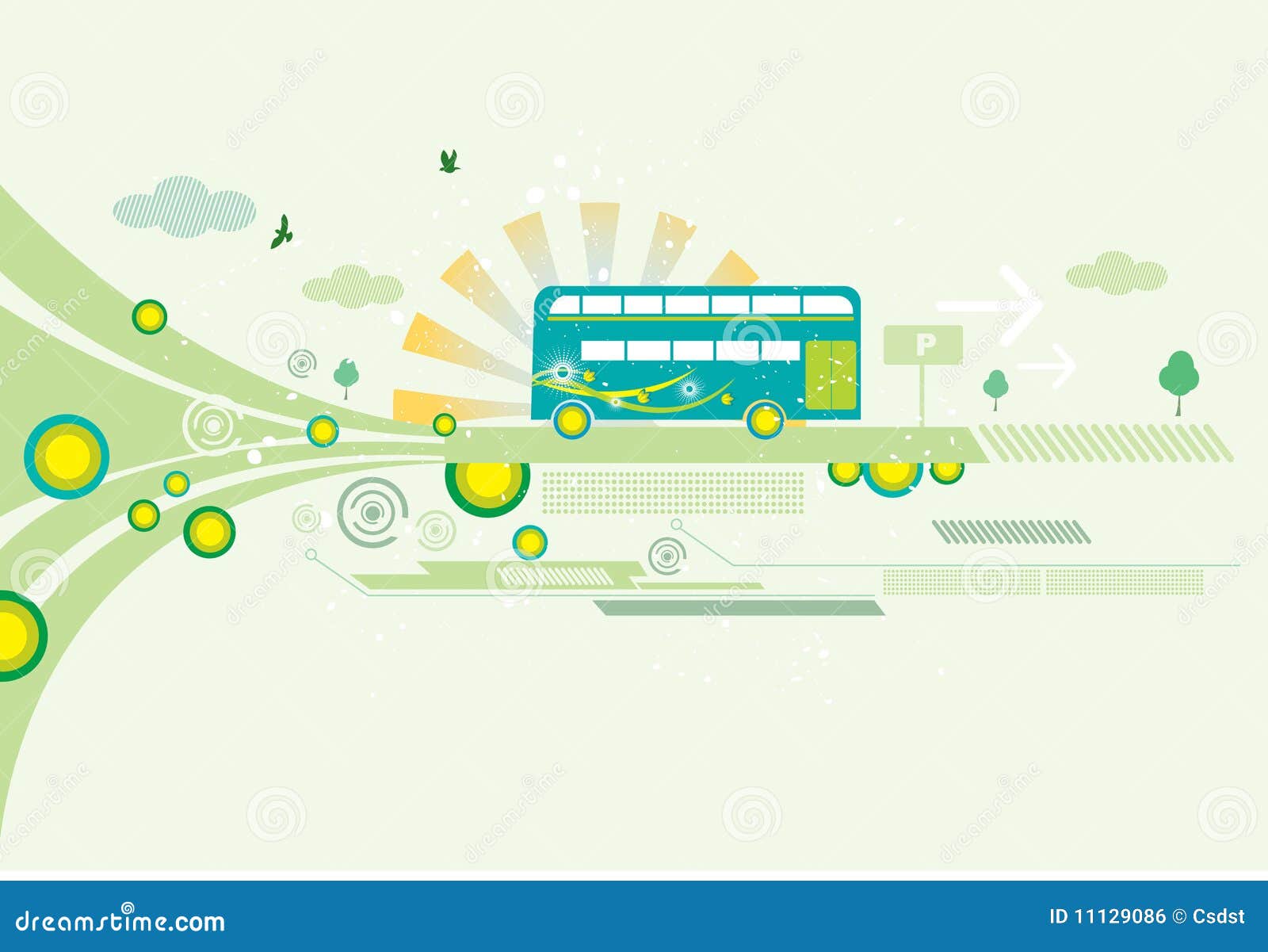 Illustrated bus background stock vector. Illustration of design - 11129086