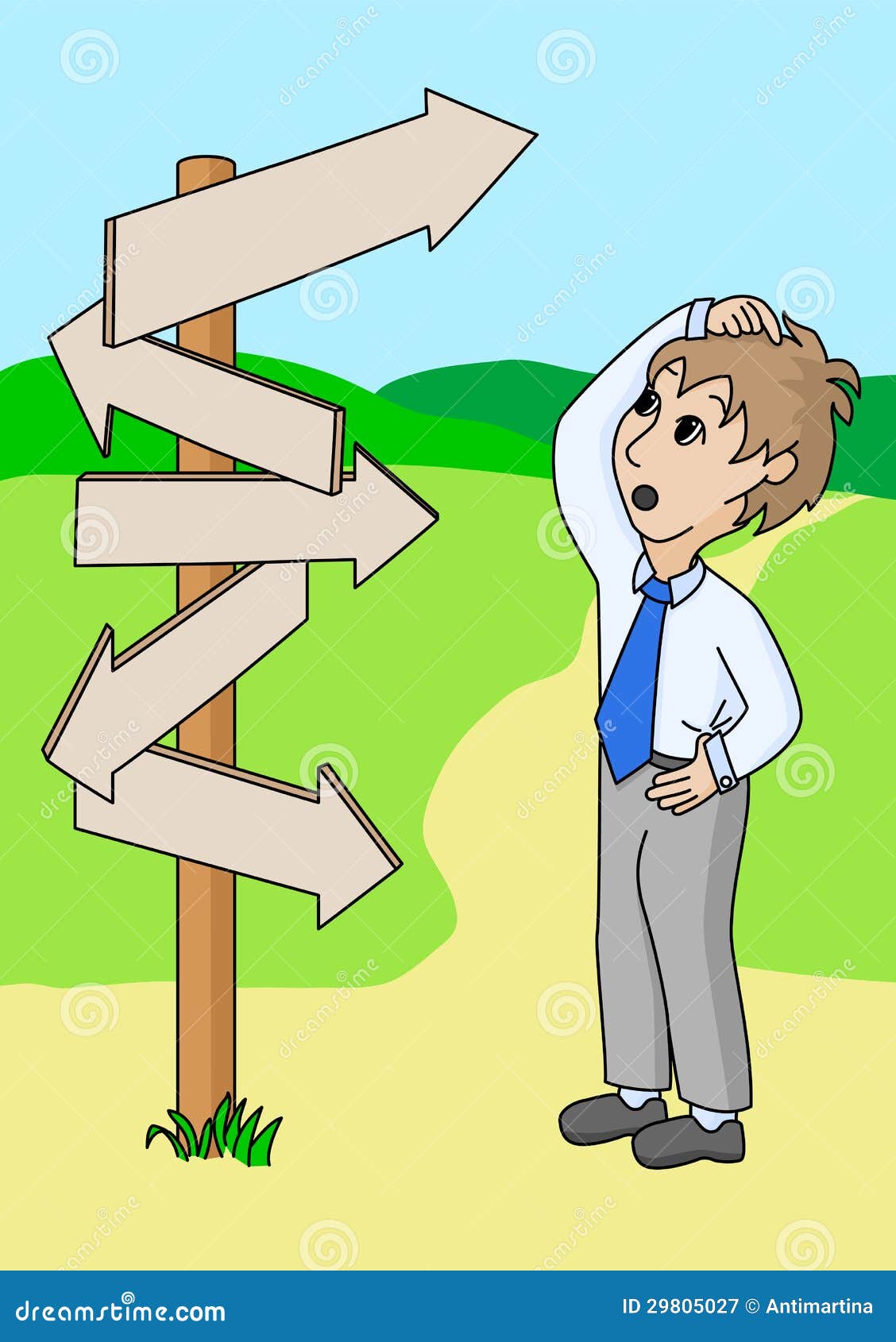 Business Man Looking for the Way Stock Vector - Illustration of ...