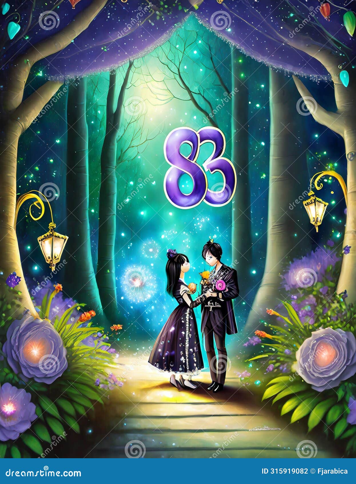 Illustrated Card with the Number Eighty Three Stock Illustration ...