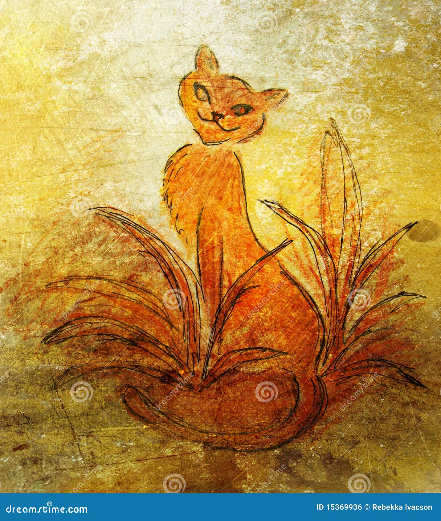 Illustrated cat stock illustration. Illustration of kitten - 15369936