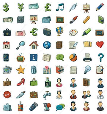 Illustrated clip art set stock illustration. Illustration of chalkboard ...