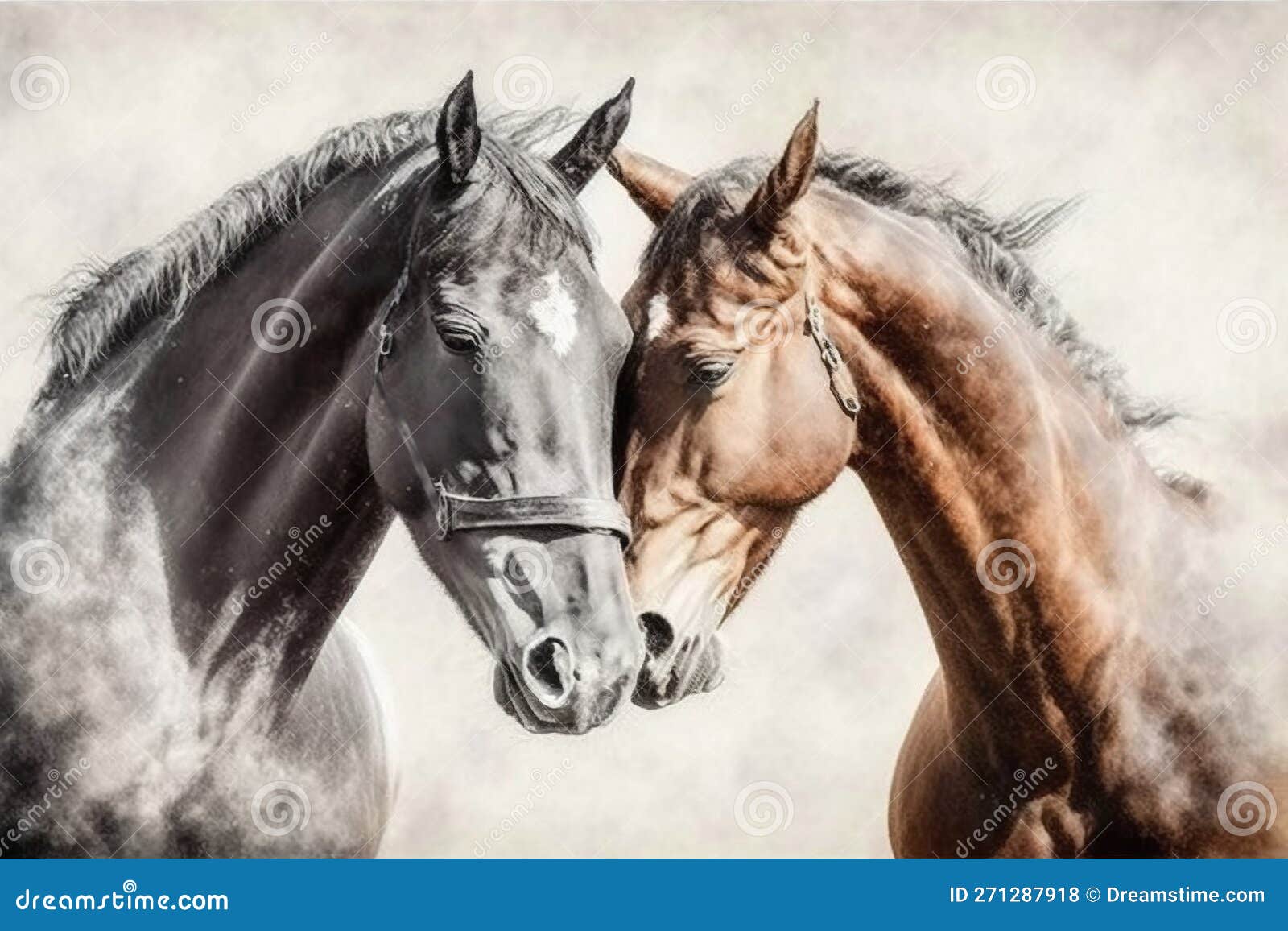 Portrait of two horses stock illustration. Illustration of ...