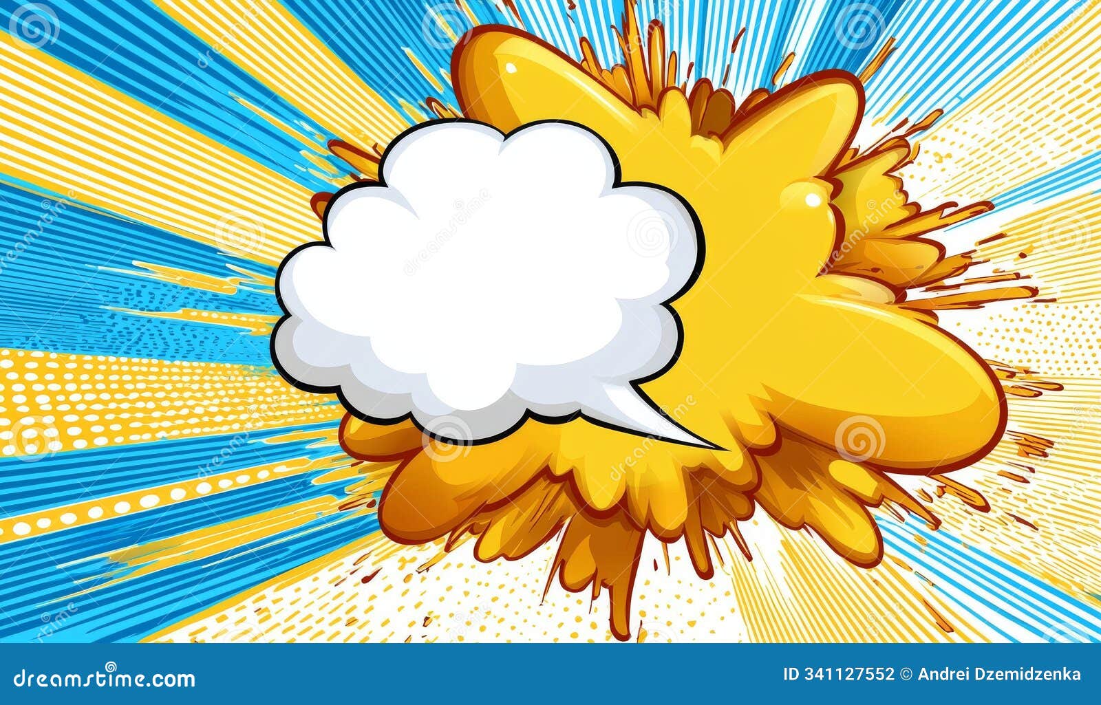 An Illustrated Comic Speech Bubble with a Red Starburst. Colorful Retro ...