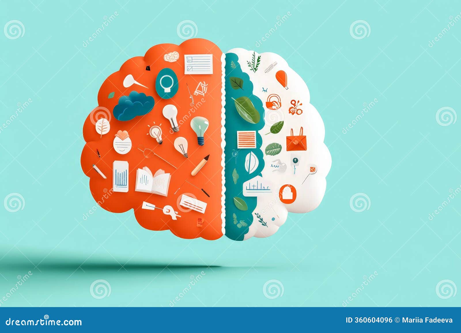 Illustrated Conceptual Brain Diagram Representing Dual Thinking ...