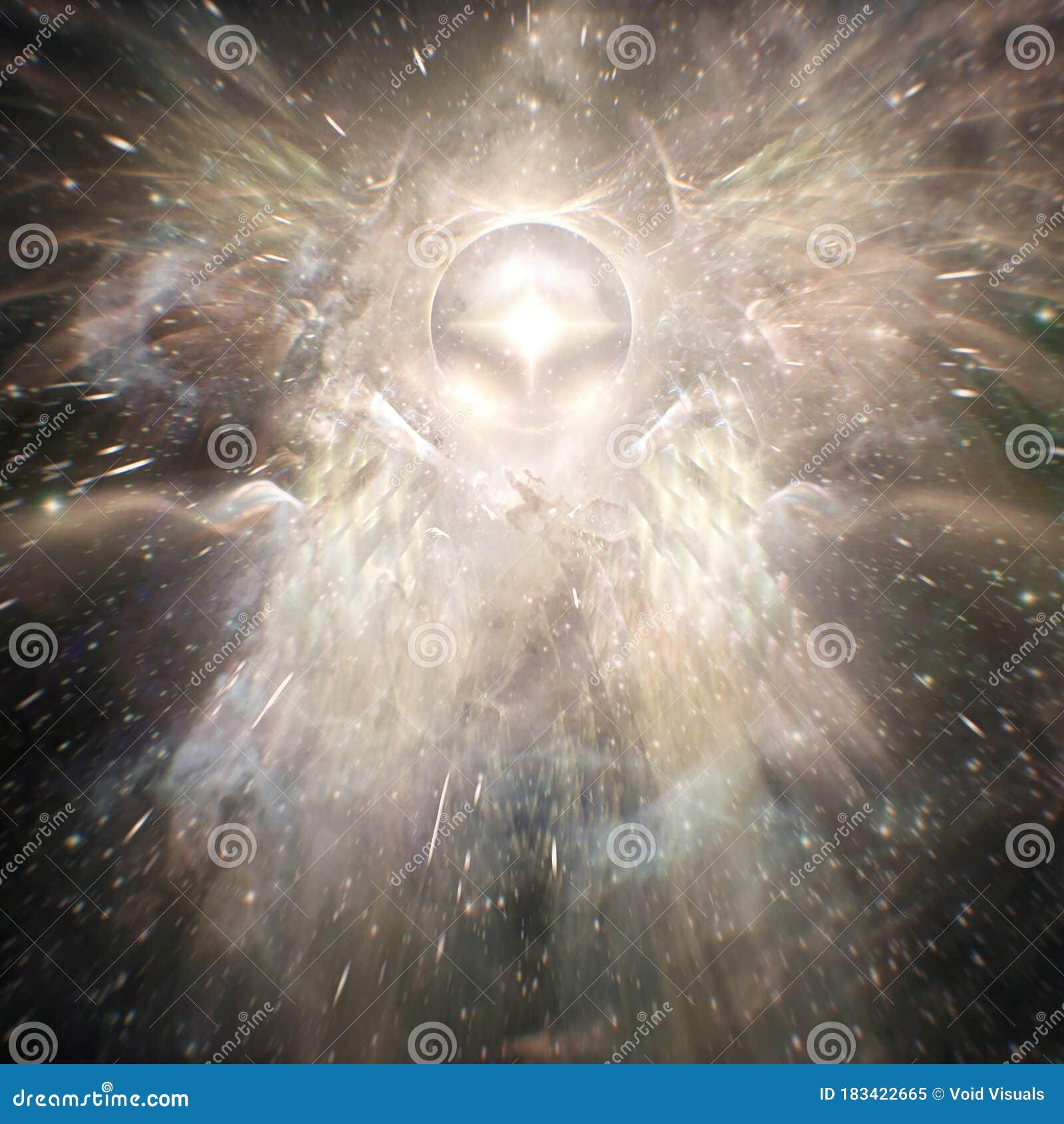 Divine Cosmic Transdimensional Being Radiating Light And Rays Stock ...
