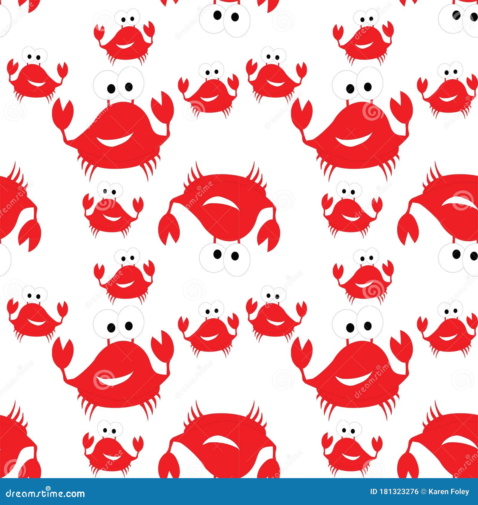 Illustrated crabs pattern stock photo. Illustration of pattern - 181323276