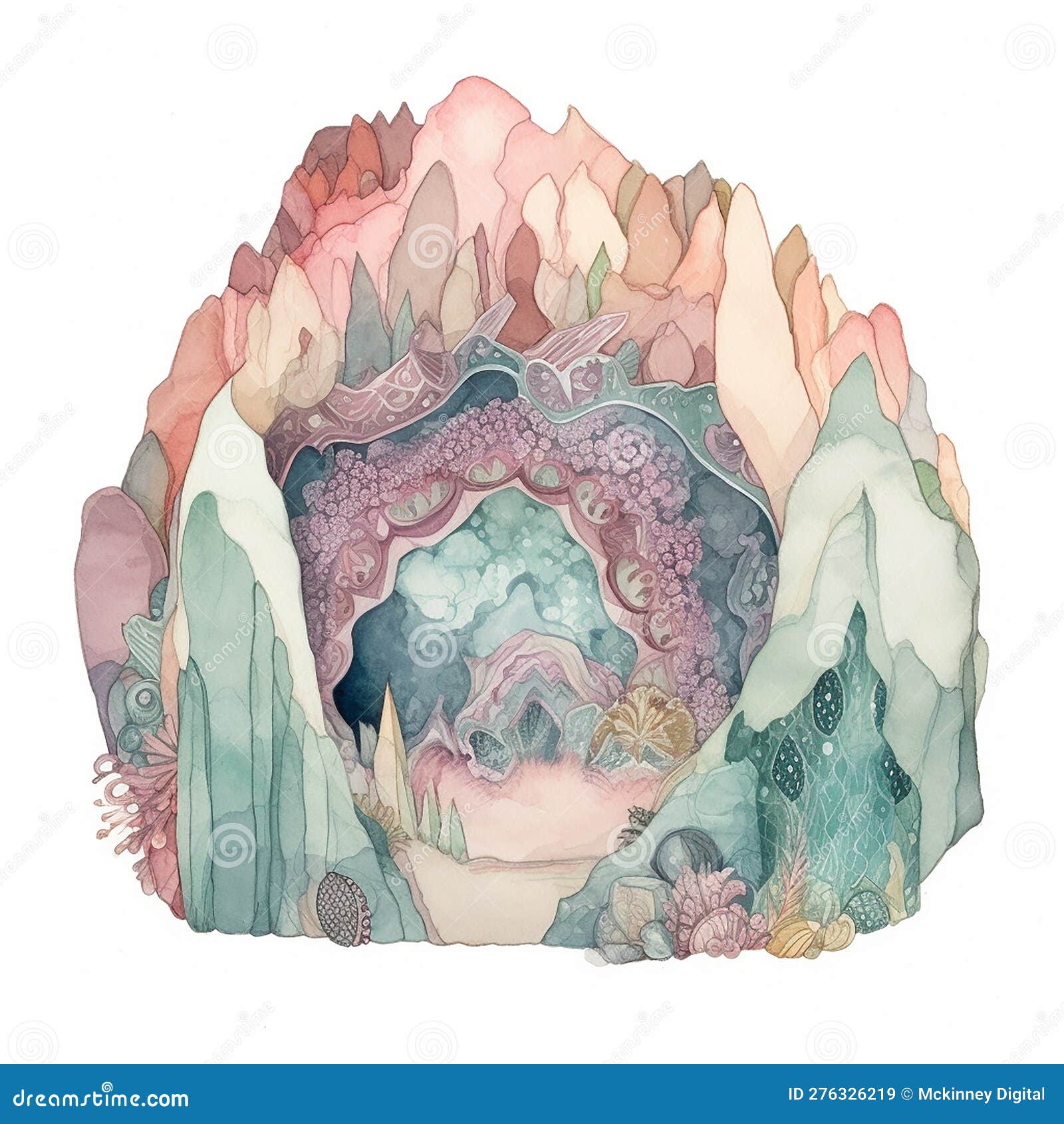 Illustrated Crystal Cave on White Background. Created Using Ai ...