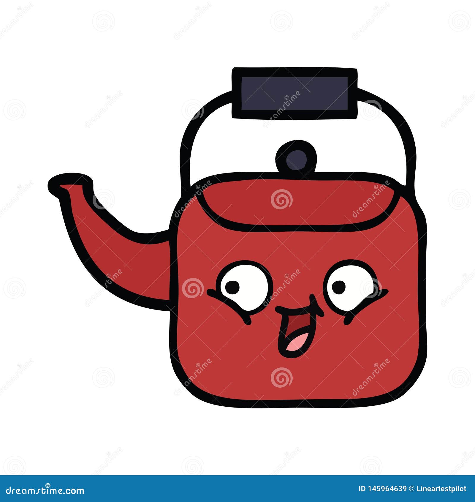 Cute cartoon of a kettle stock vector. Illustration of quirky - 145964639