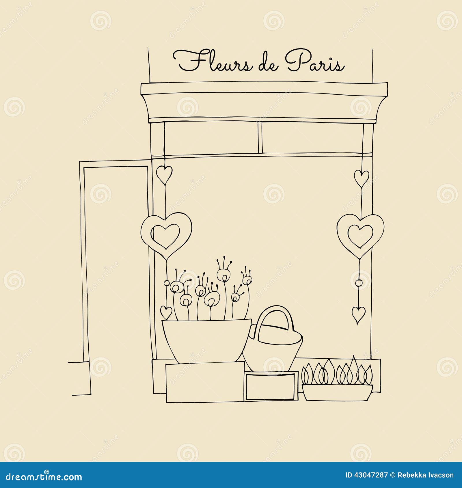 Illustrated Cute Flower Shop Stock Vector - Illustration of heart ...
