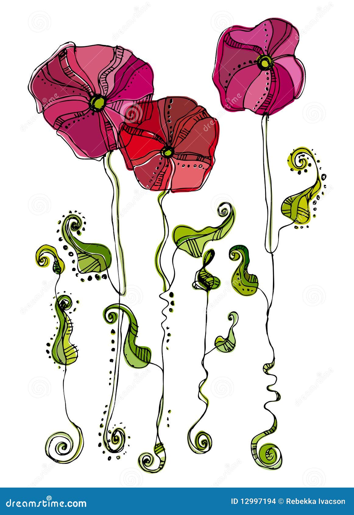 Illustrated cute flowers stock vector. Illustration of lines - 12997194
