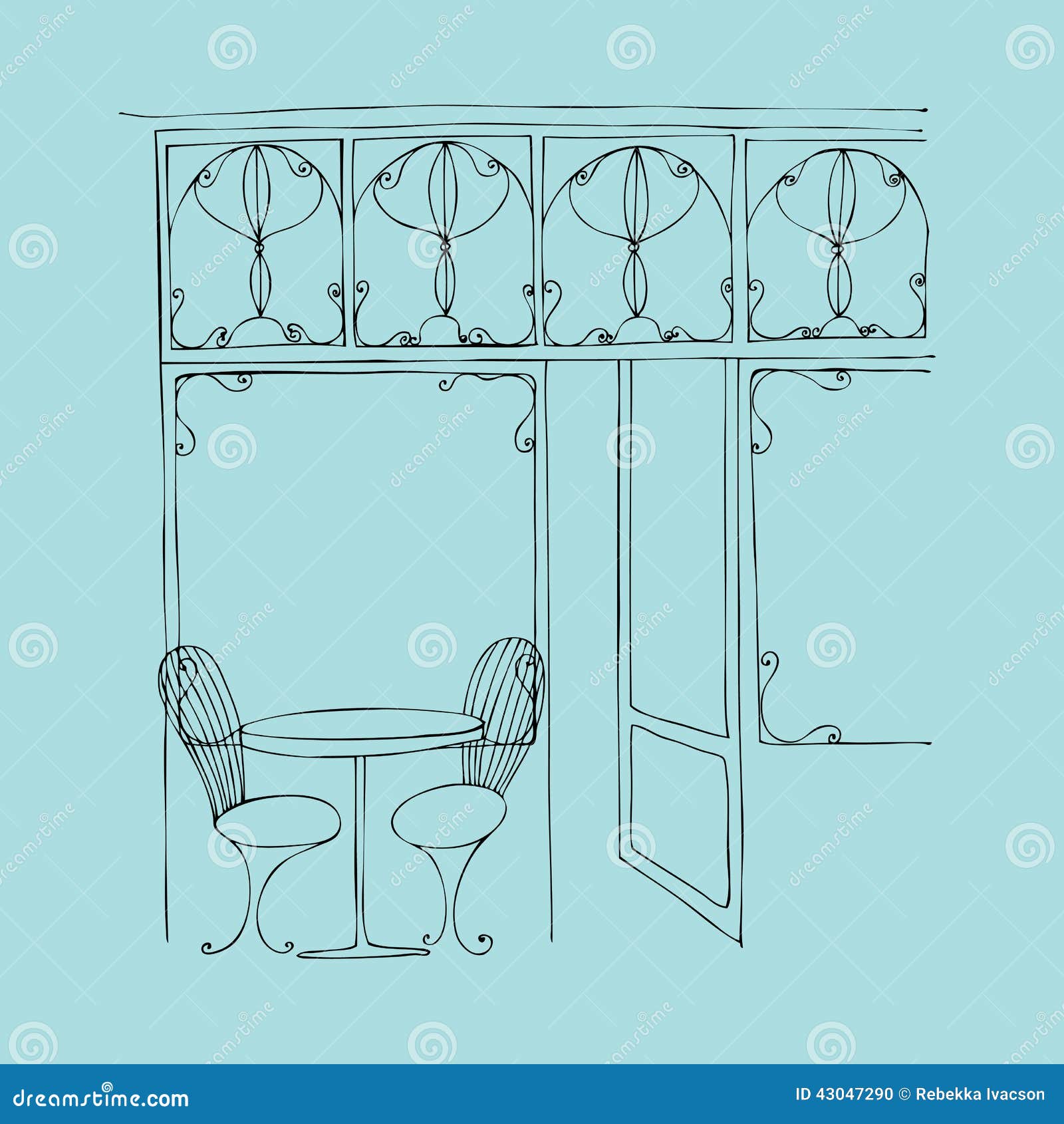 Illustrated Cute Street Cafe Stock Vector - Illustration of illustrated ...