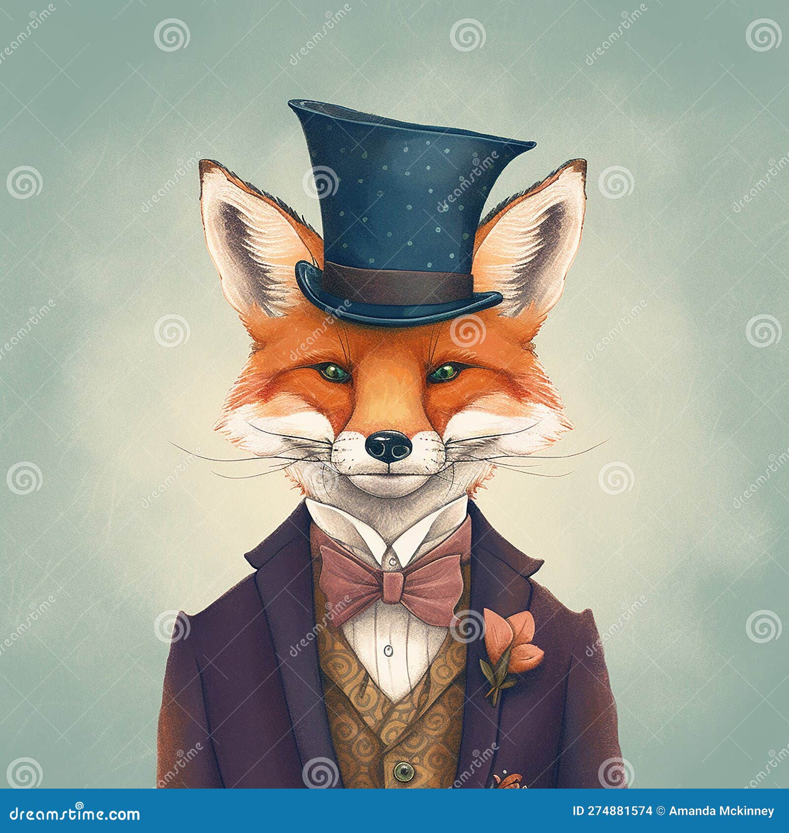 Illustrated Dapper Fox Dressed Fancy. Ai Generated. Stock Illustration ...