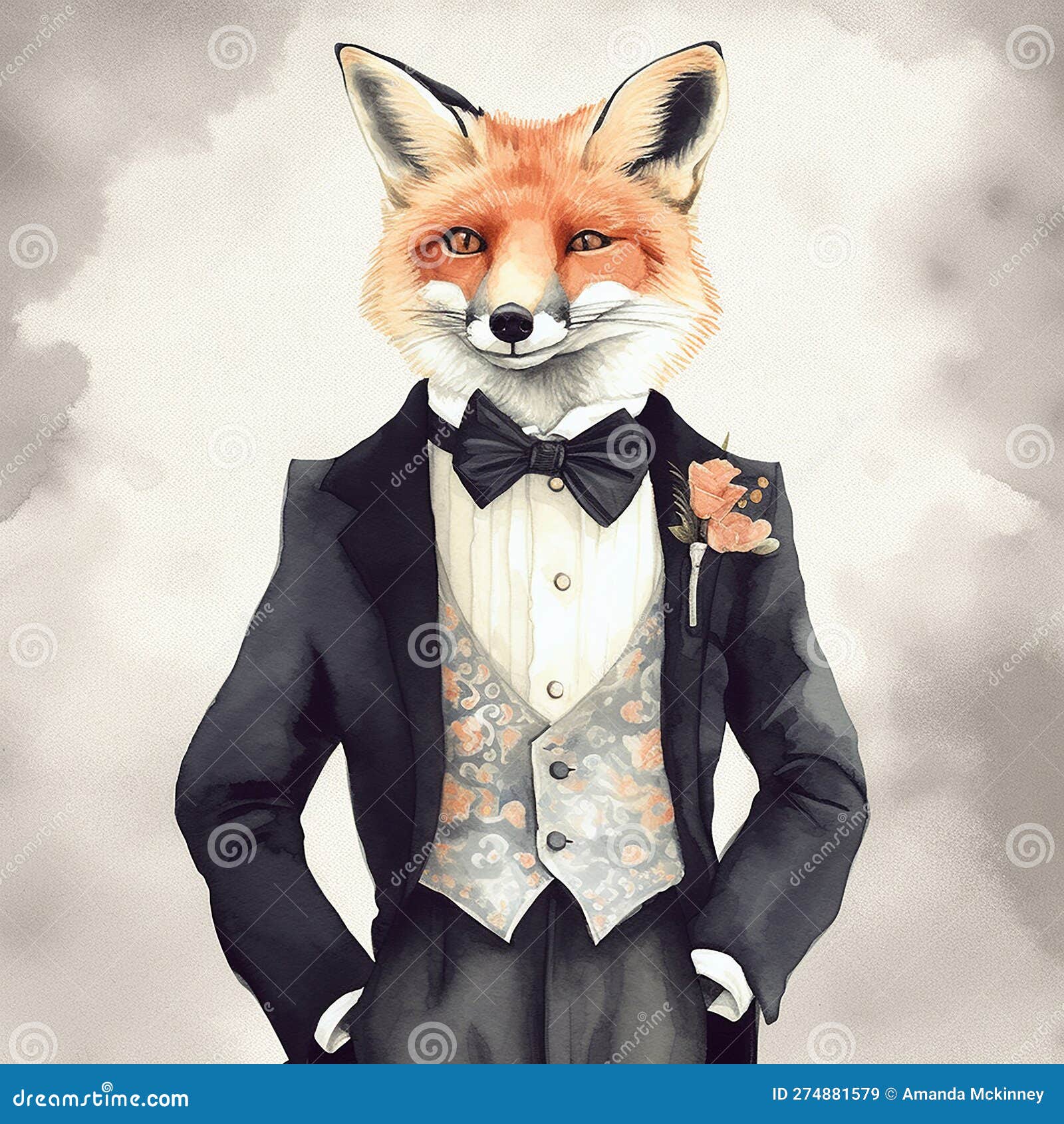 Illustrated Dapper Fox Dressed Fancy. Ai Generated. Stock Illustration ...