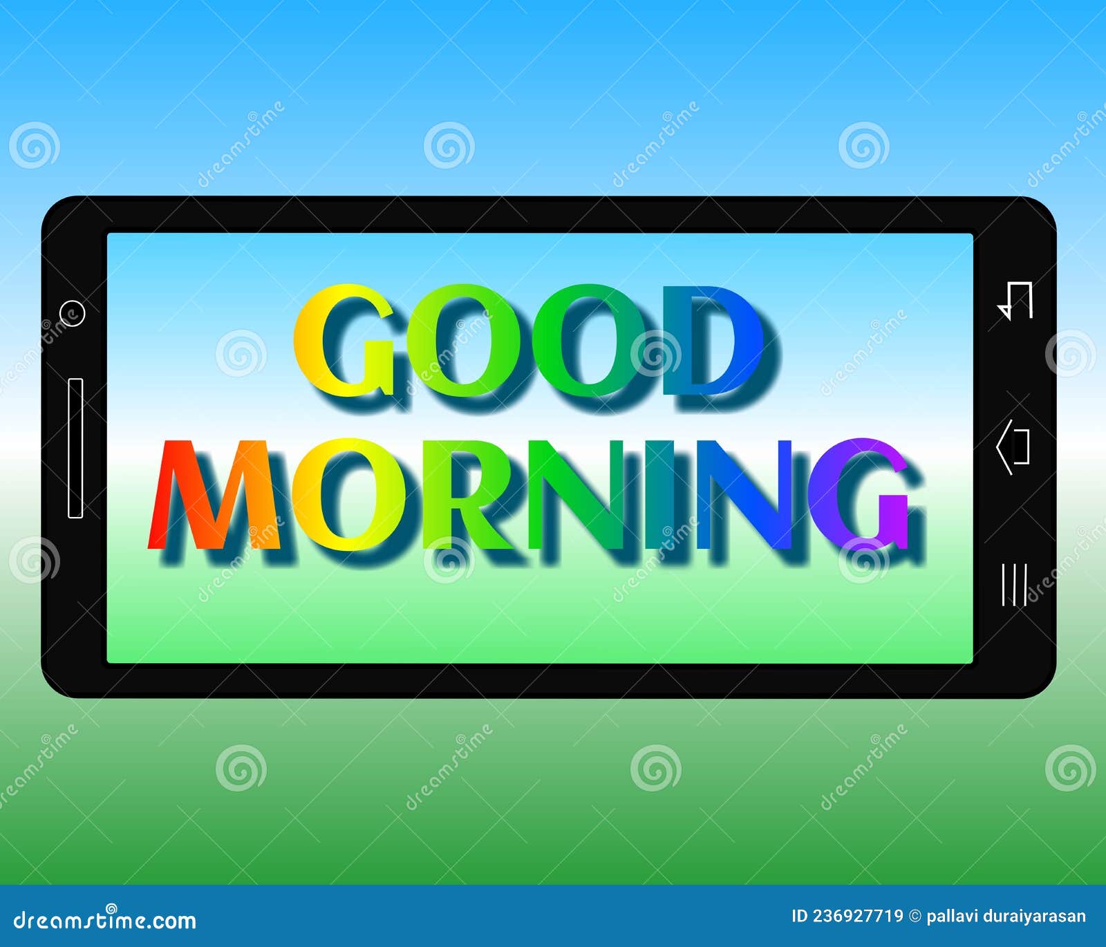 Illustrated Design about Mobile Screen with Good Morning Message. Stock ...