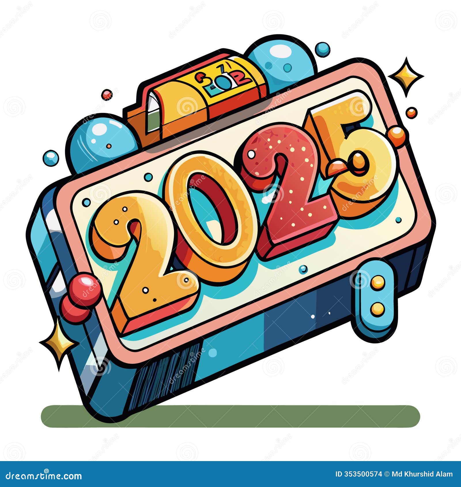 Illustrated 2025 Dialog Box with Fun Cartoon Characters, Bright Digital ...