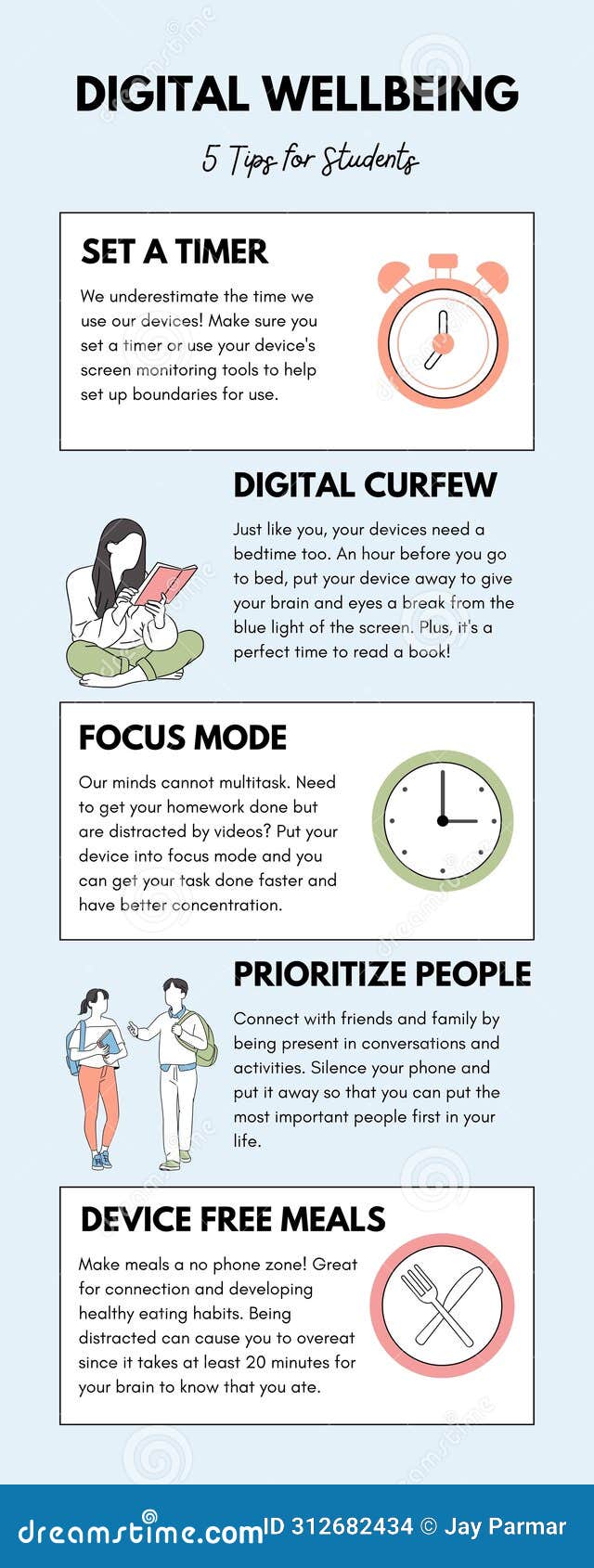 Illustrated Digital Wellbeing Infographic Stock Illustration ...