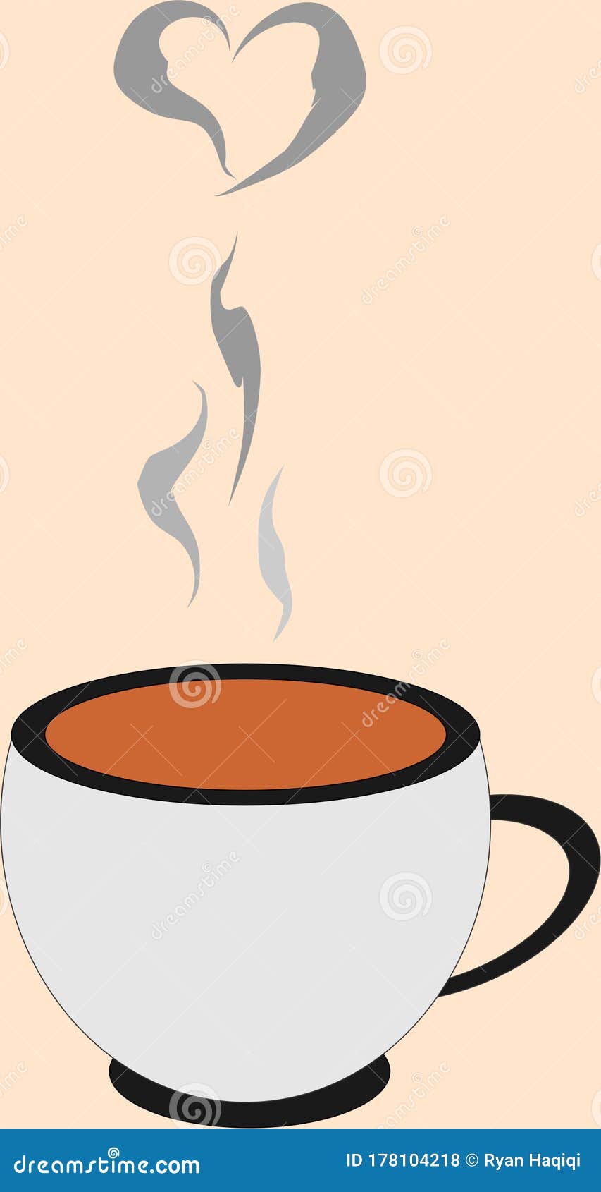 Illustrated Drawing of Coffee with Smoke Shape Love Stock Vector ...