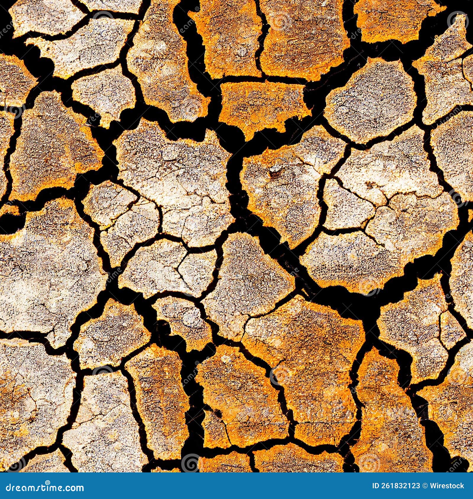 Illustrated Dried Up Riverbed with Huge Cracks Stock Illustration ...