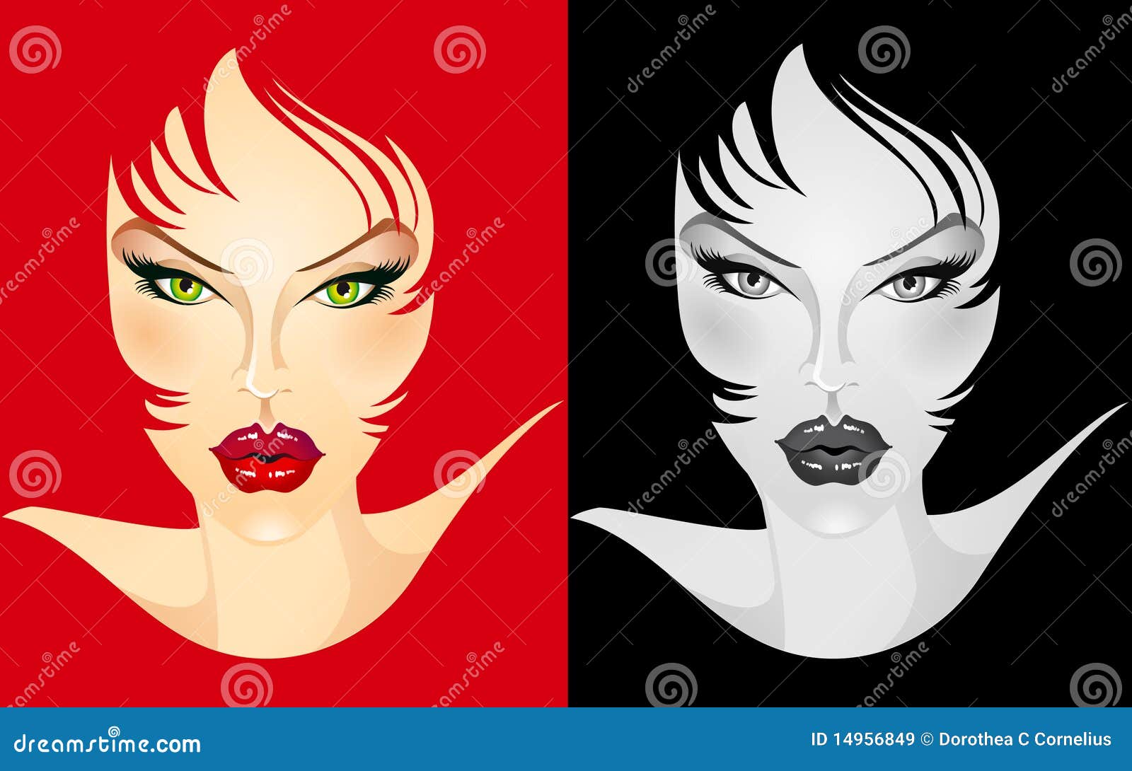 Illustrated female face stock illustration. Illustration of fashion ...