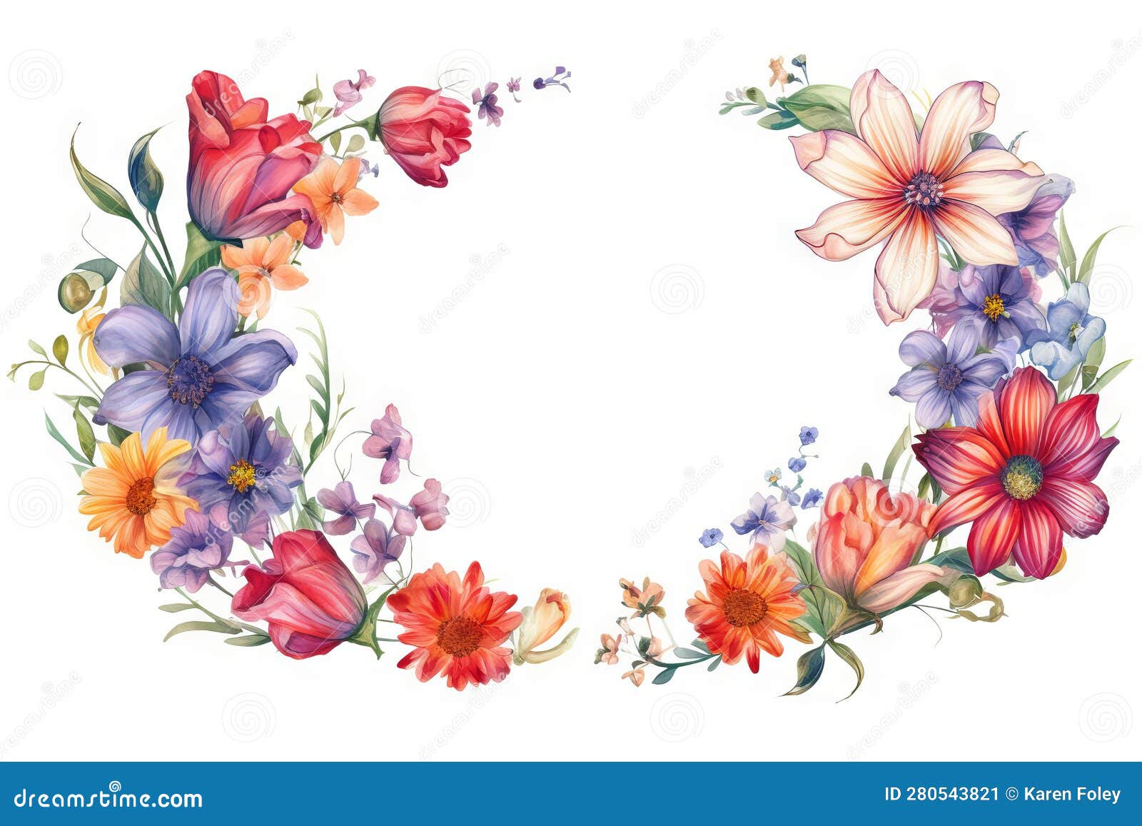 Floral Border with Copy Space Stock Illustration - Illustration of ...