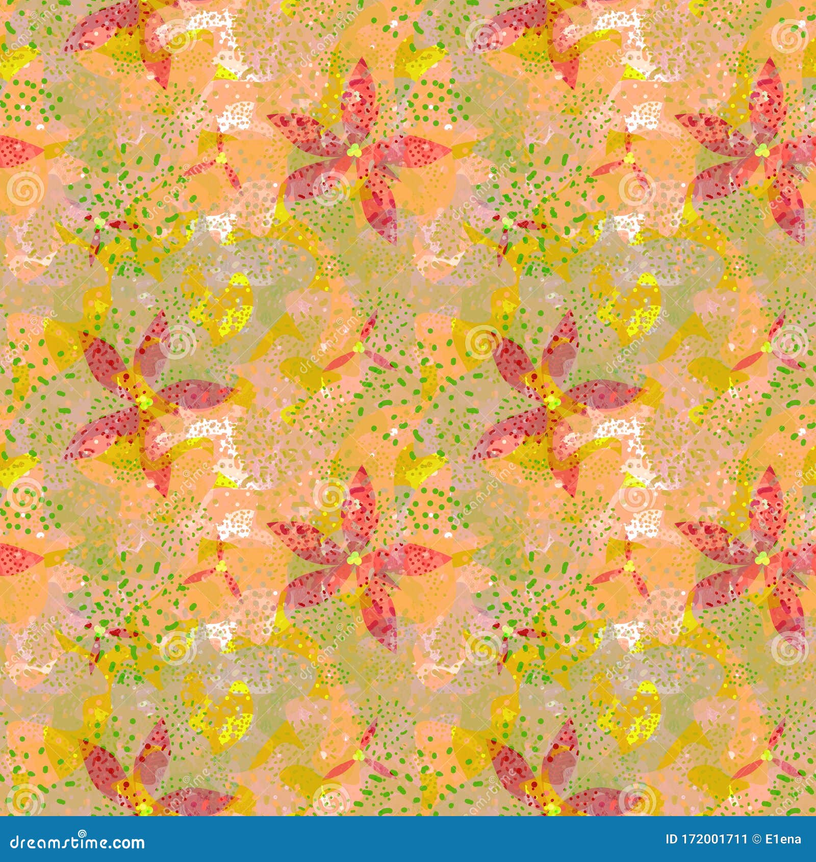 Illustrated Floral Seamless Pattern, Color Repeat Background Stock ...