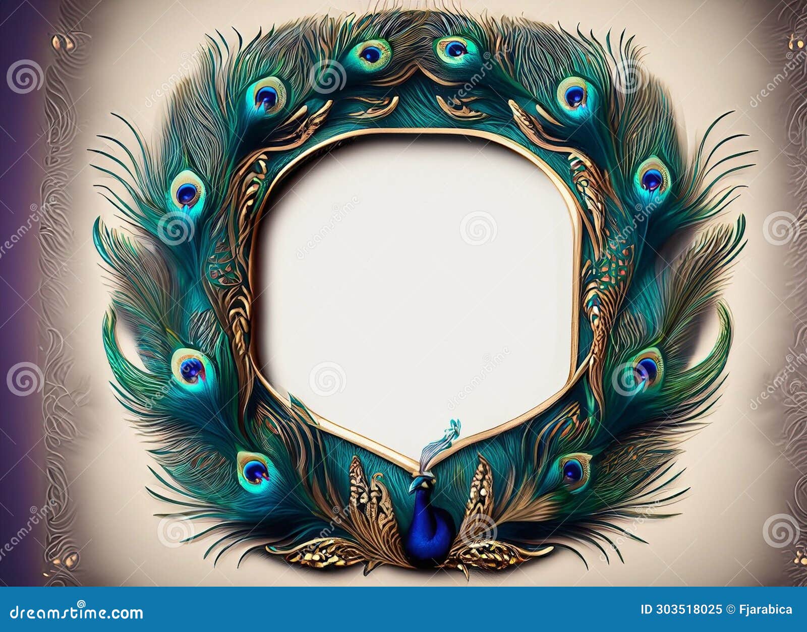 Illustrated Frame with Peacock Feathers Stock Illustration ...