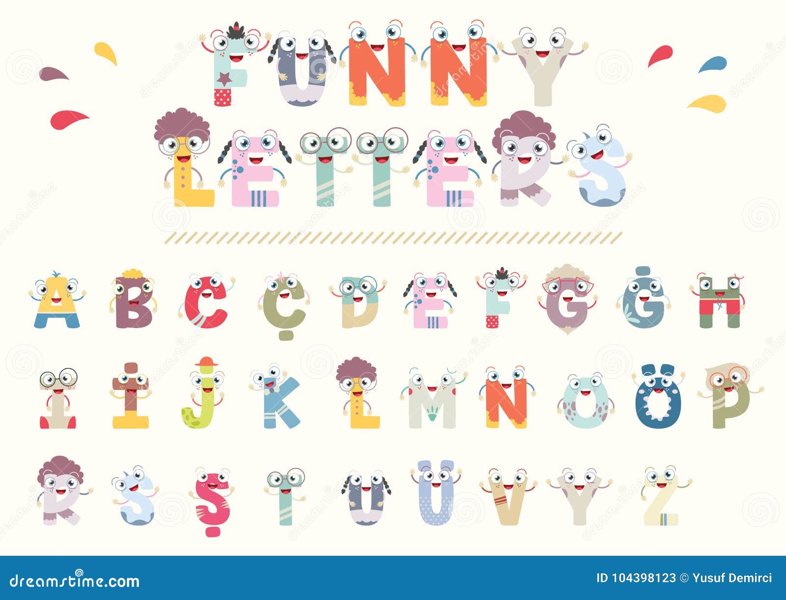 Funny Letters. Geometric Font With Grunge Textures For School ...