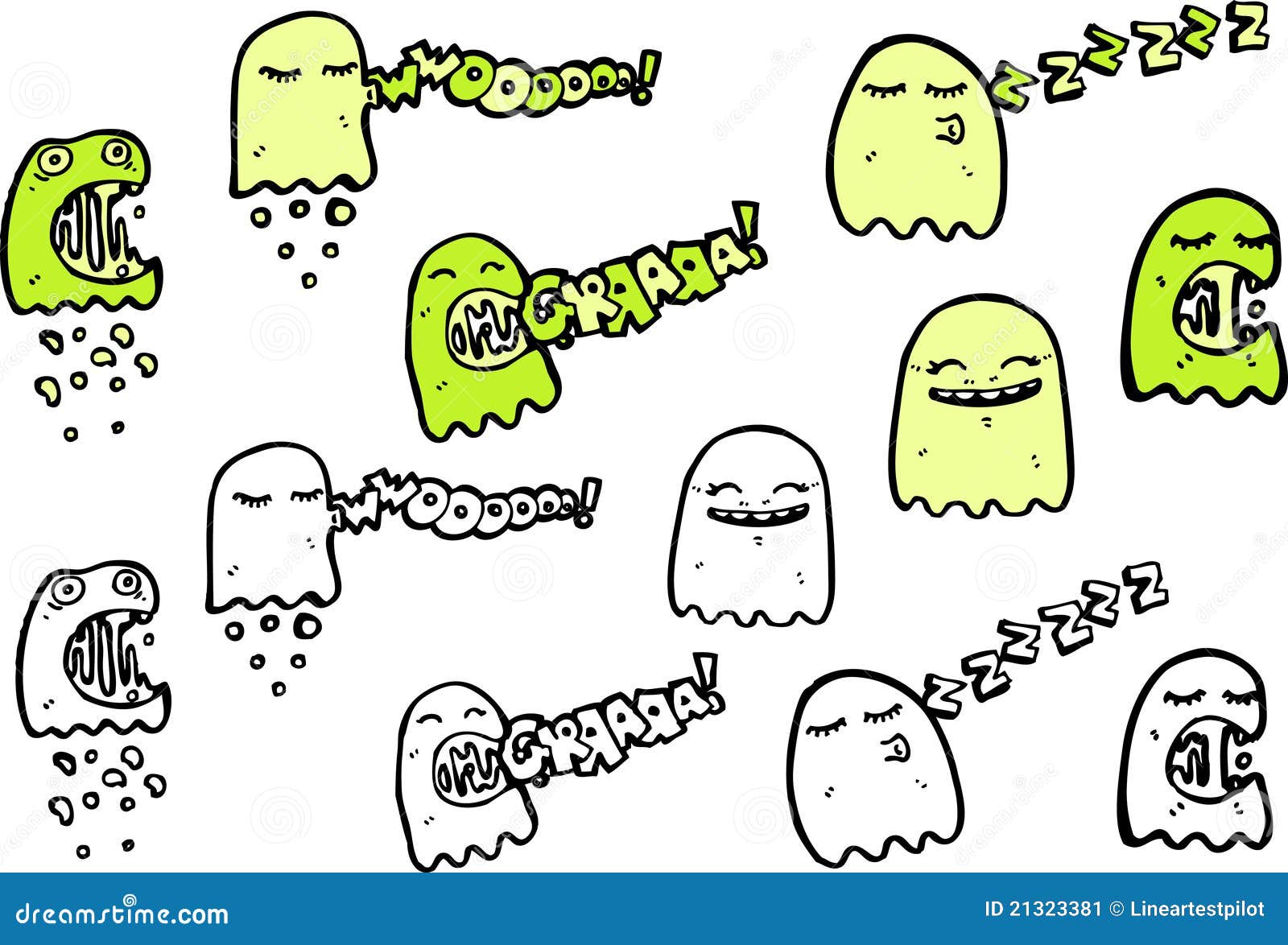 Illustrated Ghost Characters Stock Illustration - Illustration of ...