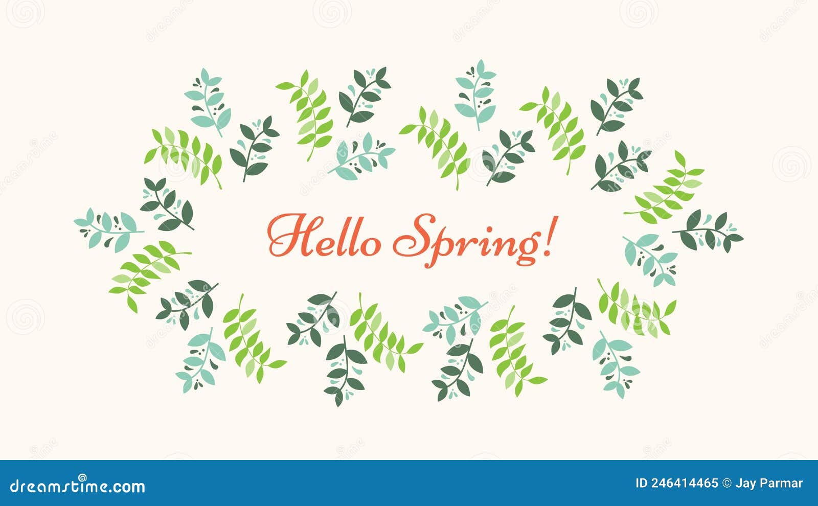 Illustrated Green Leaves Spring Wallpaper Stock Illustration ...