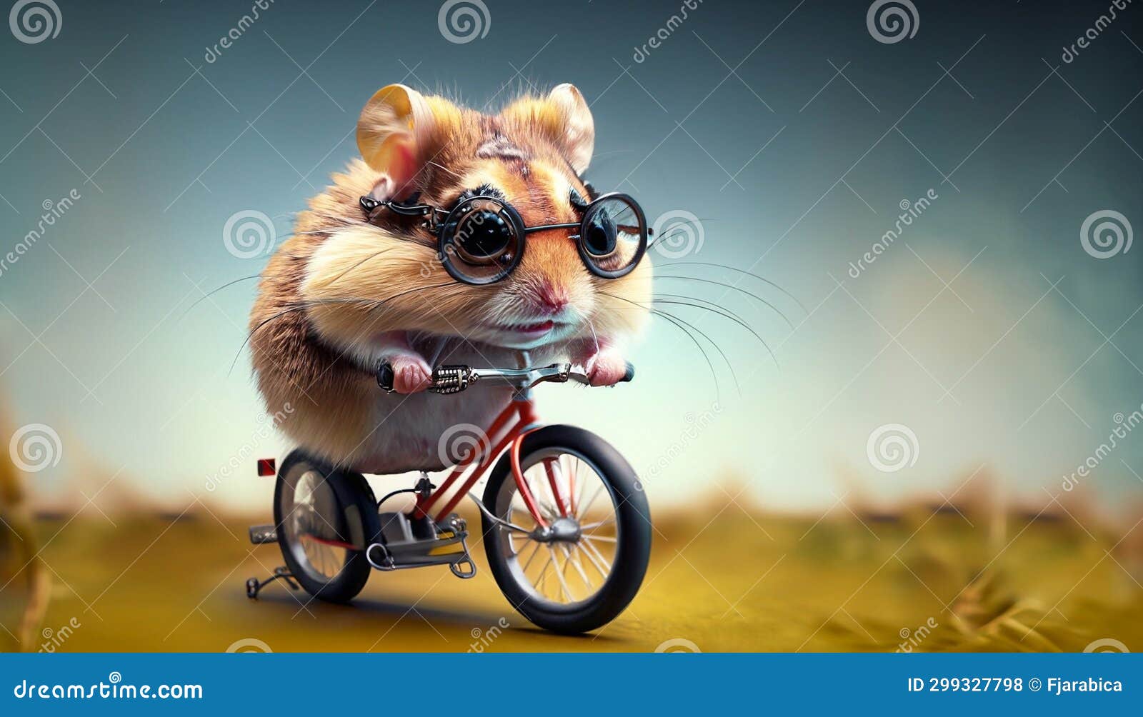 Illustrated Hamster on a Bicycle with Glasses Stock Illustration ...
