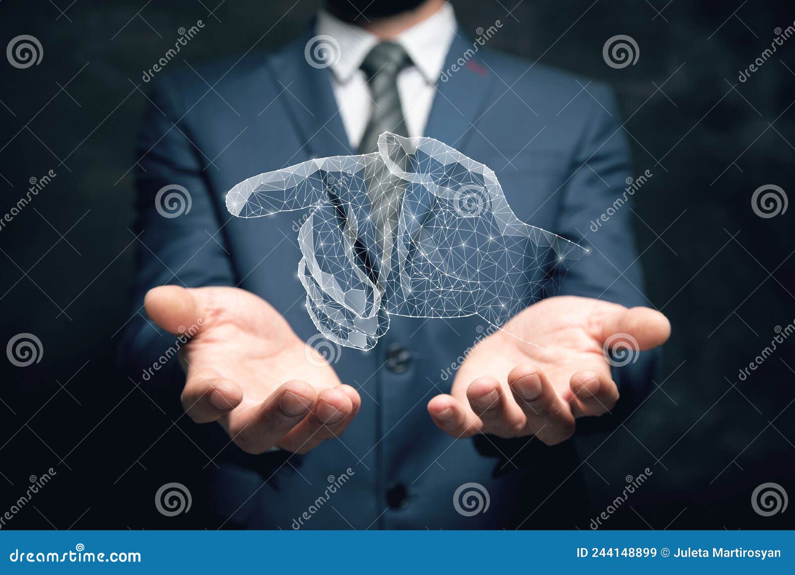 Illustrated Hand from the Net. Man Holding in His Hands Stock Image ...