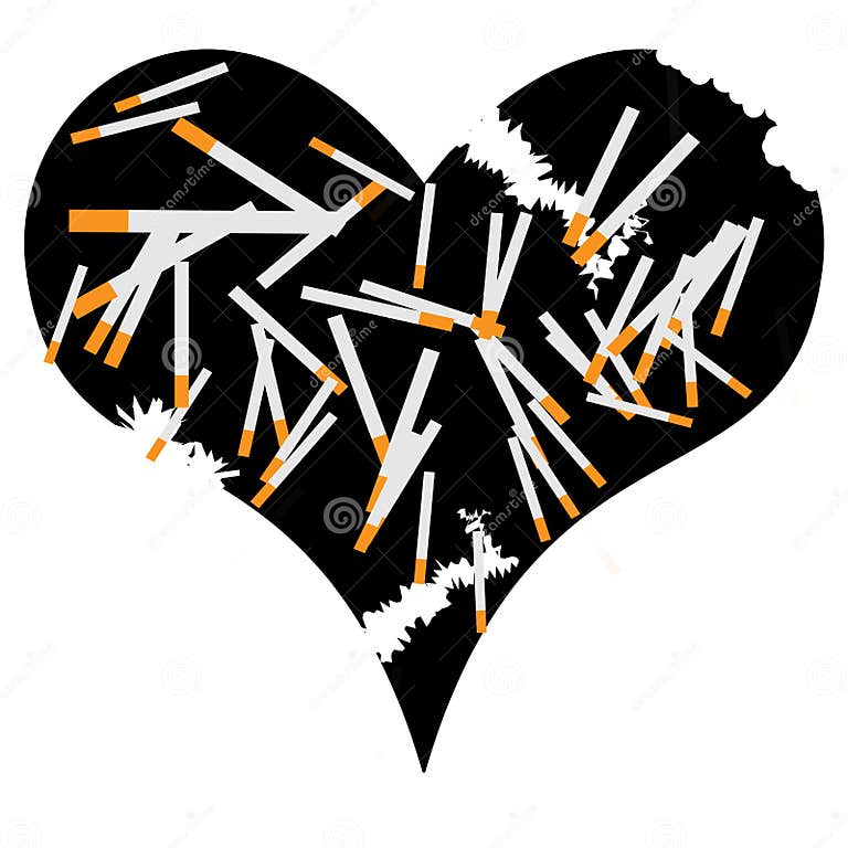 Illustrated Heart and Smoking Stock Vector - Illustration of ...