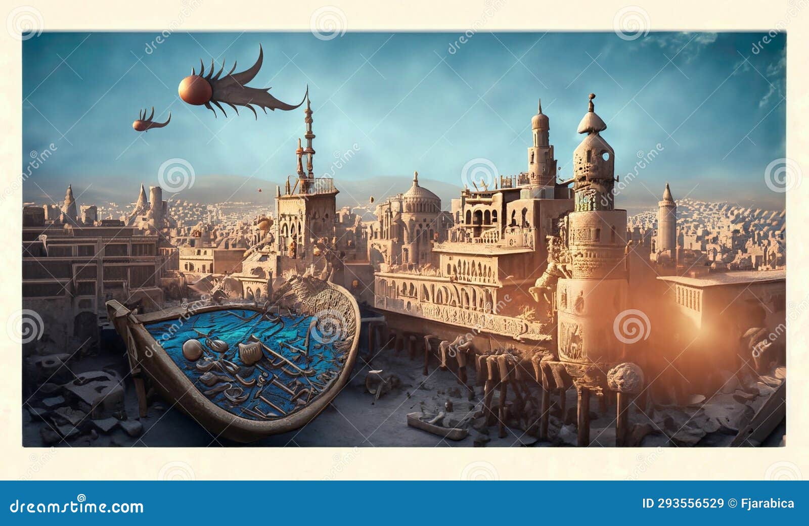 Historical Harbor Fantasy Design Stock Illustration - Illustration of ...