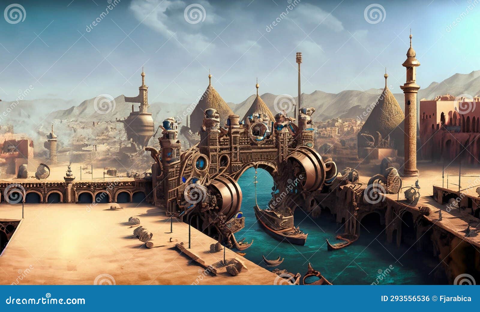 Historical Harbor Fantasy Design Stock Illustration - Illustration of ...