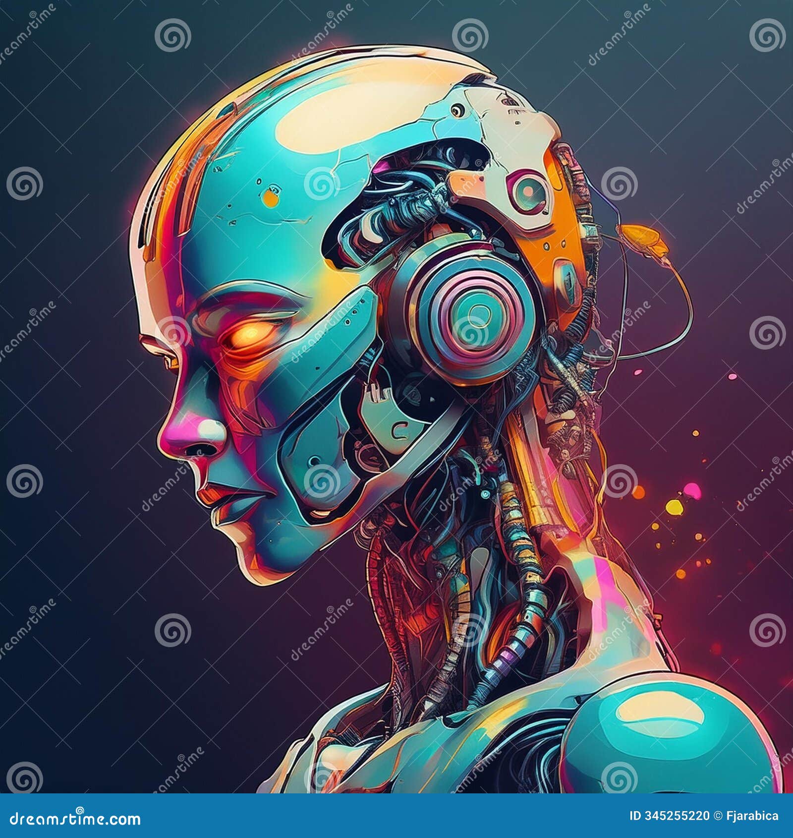 Illustrated humanoid robot stock illustration. Illustration of robot ...