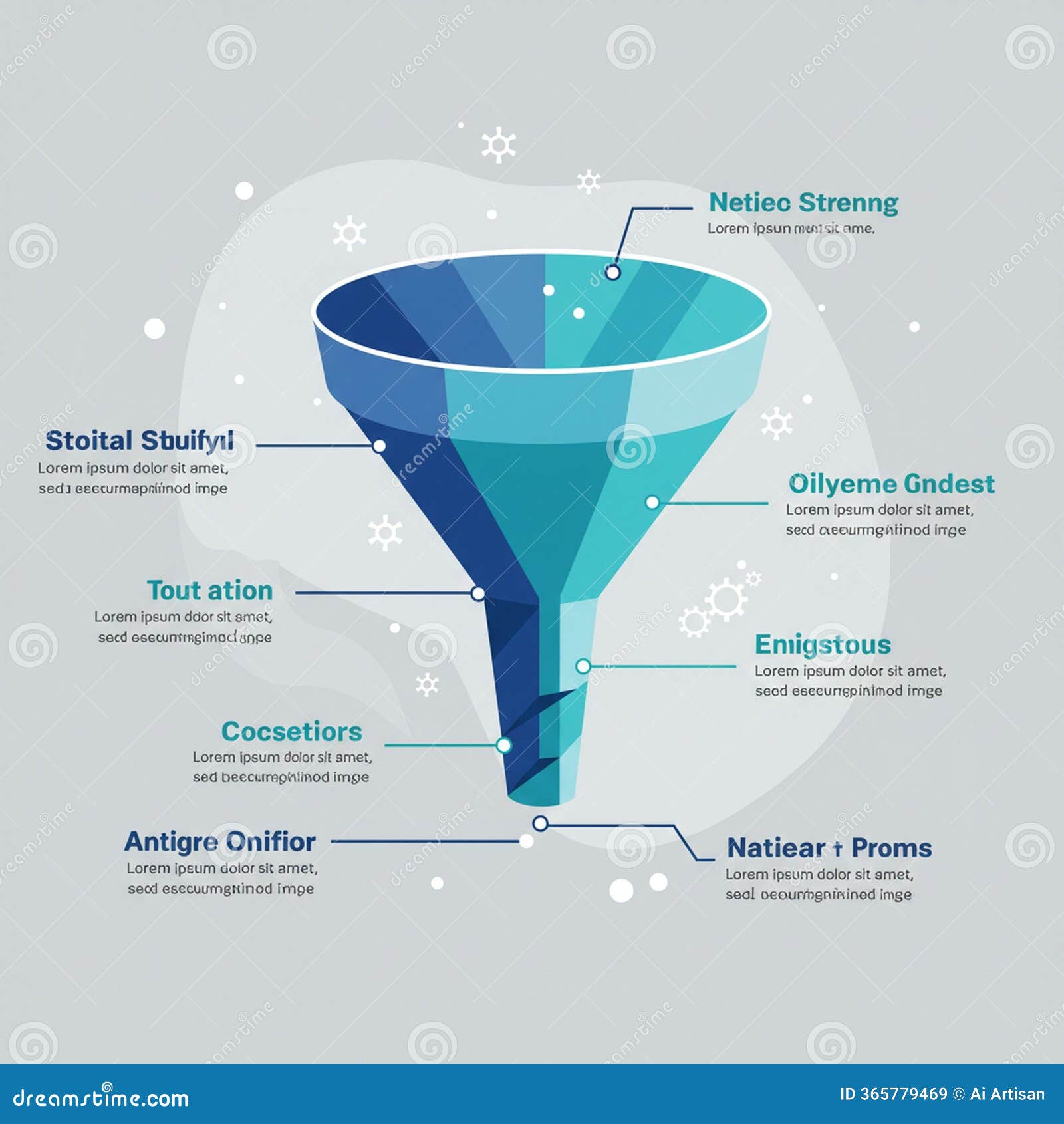 3D Segmented Funnel Chart Vector Illustration | CartoonDealer.com ...