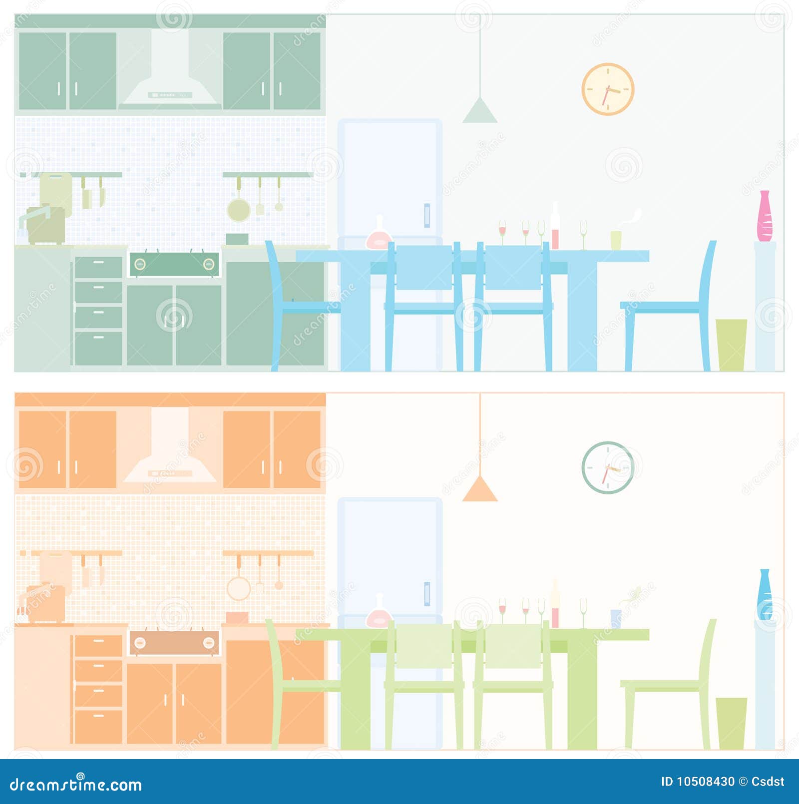 Illustrated kitchen stock vector. Illustration of cupboards - 10508430