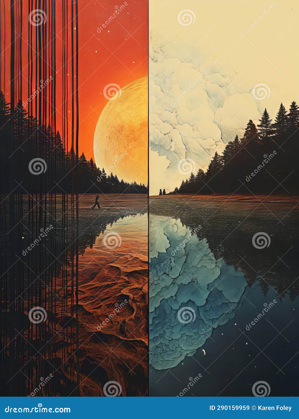 Day to night split screen stock illustration. Illustration of contrast ...
