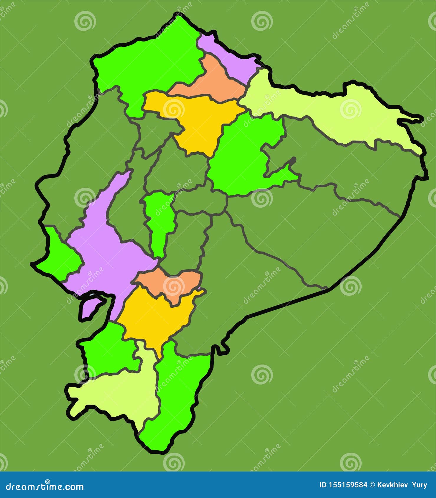 Ecuador Vector Map Isolated On White Background. High-Detailed Black ...