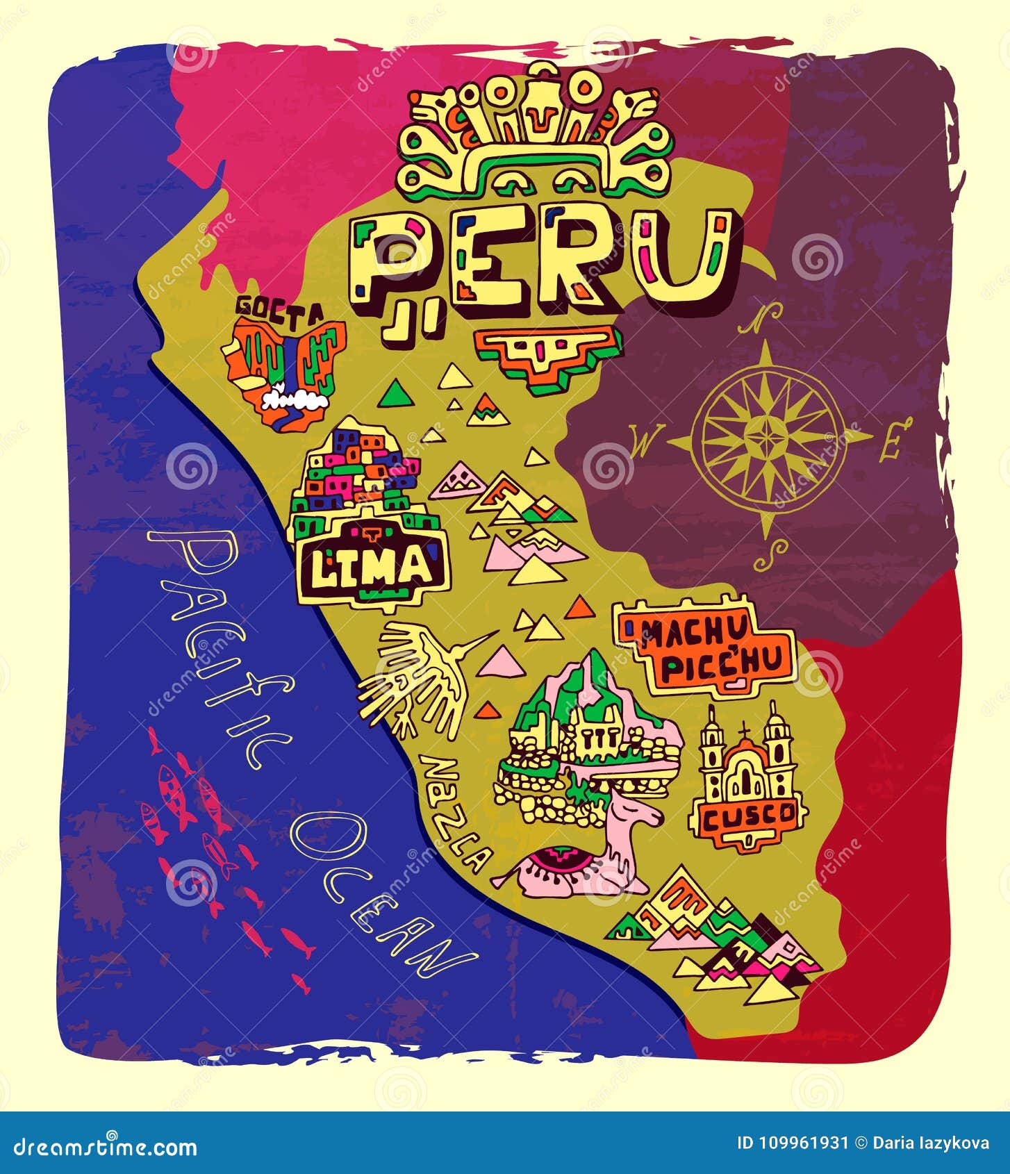 Illustrated map stock vector. Illustration of city, cartography - 109961931