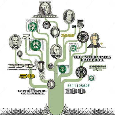 Illustrated money tree stock vector. Illustration of denomination - 6362894