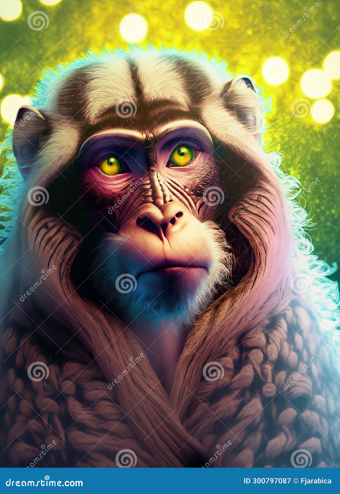 Illustrated Monkey Portrait Stock Illustration - Illustration of ...