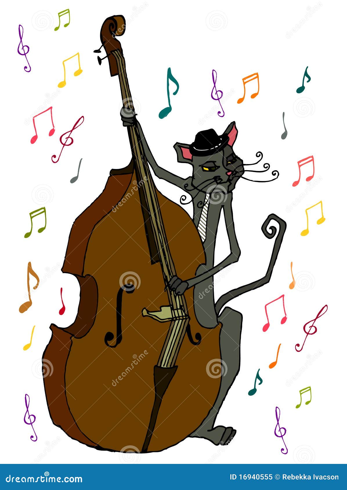 Illustrated musician cat stock vector. Illustration of music - 16940555