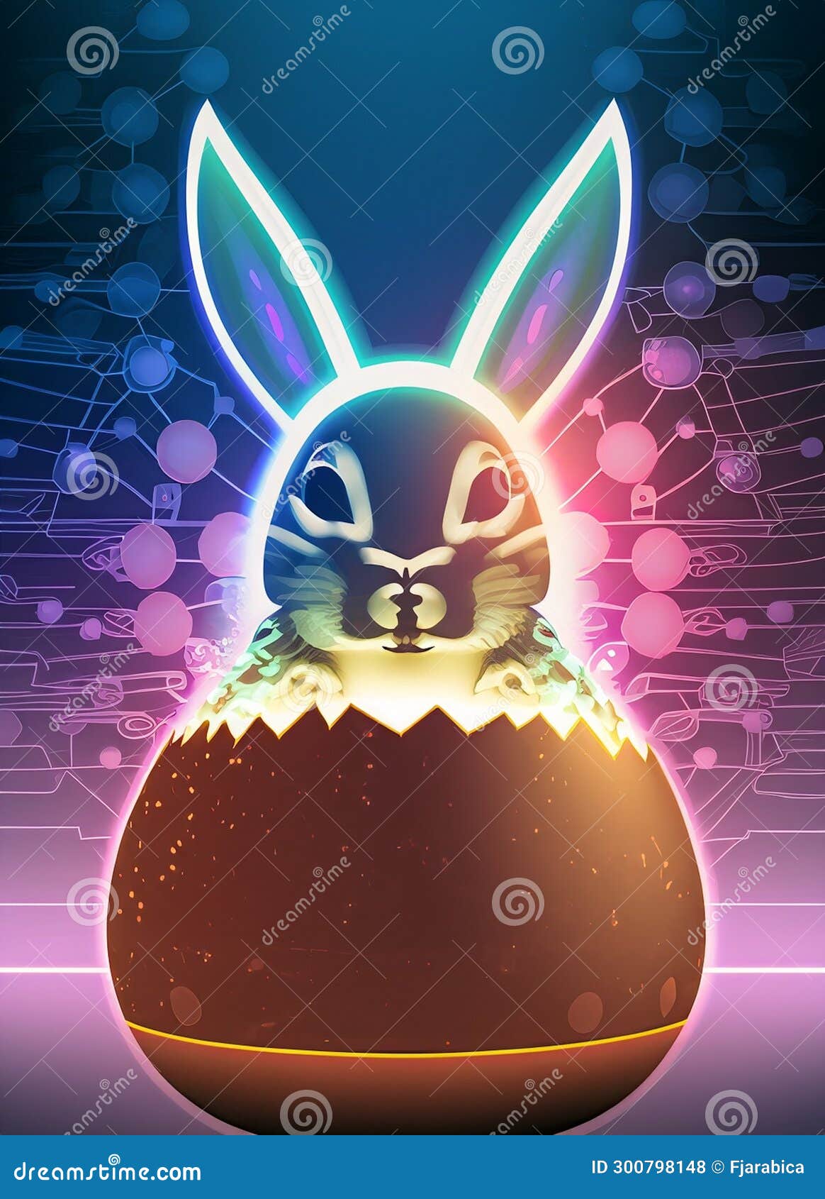 Illustrated Neon Easter Bunny Stock Illustration - Illustration of ...