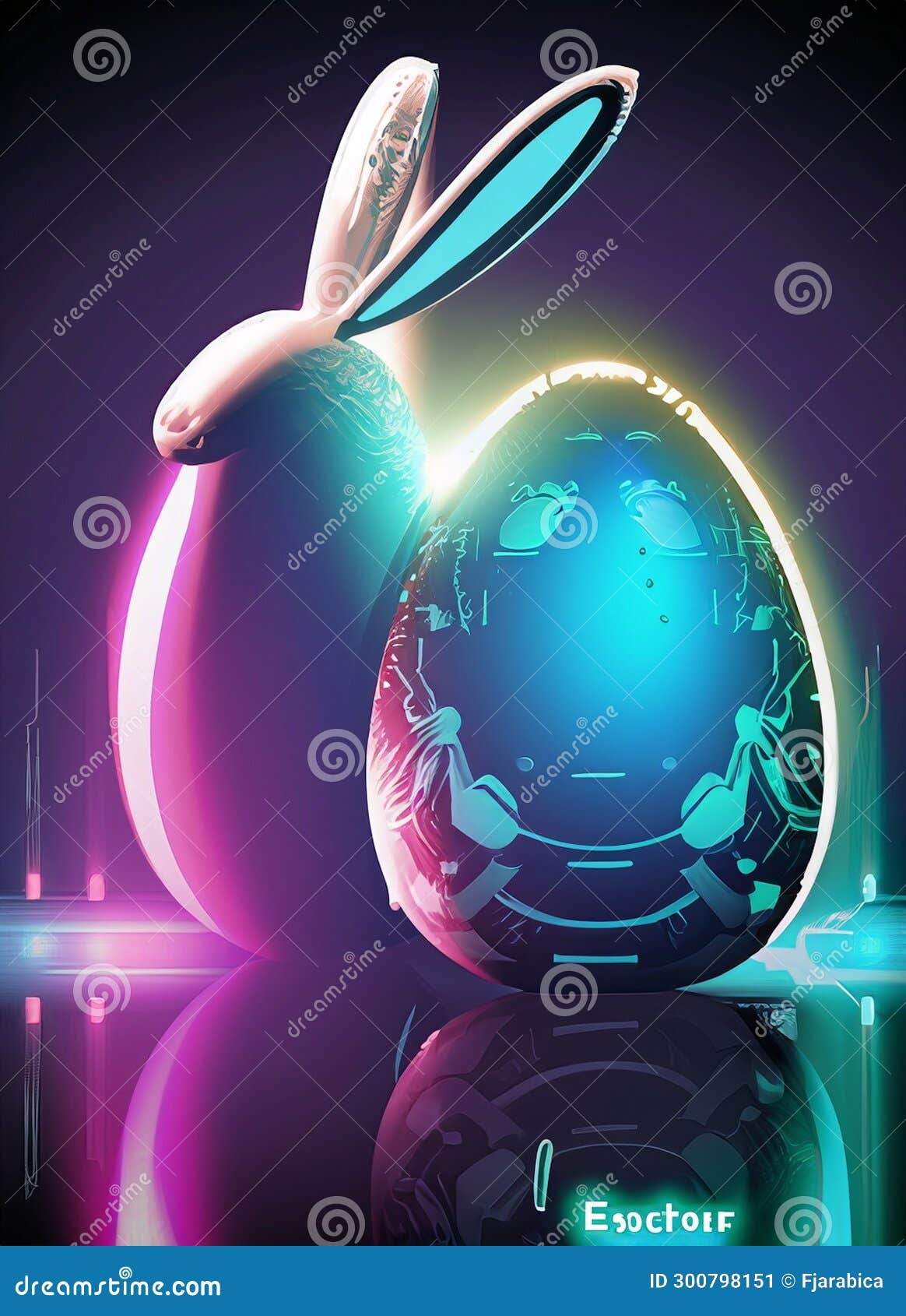Illustrated Neon Easter Bunny Stock Illustration - Illustration of line ...