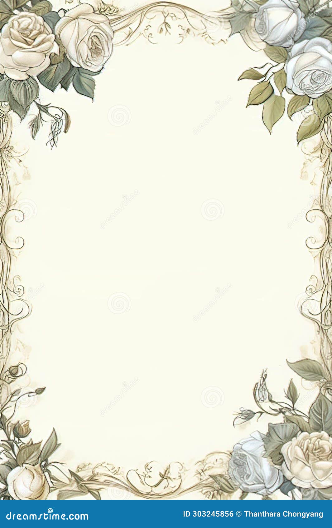 An Illustrated Notepad, Thick Writing Lines, with Beautiful White Rose ...