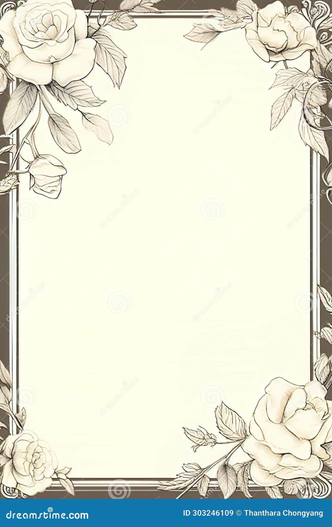 An Illustrated Notepad, Thick Writing Lines, with Beautiful White Rose ...