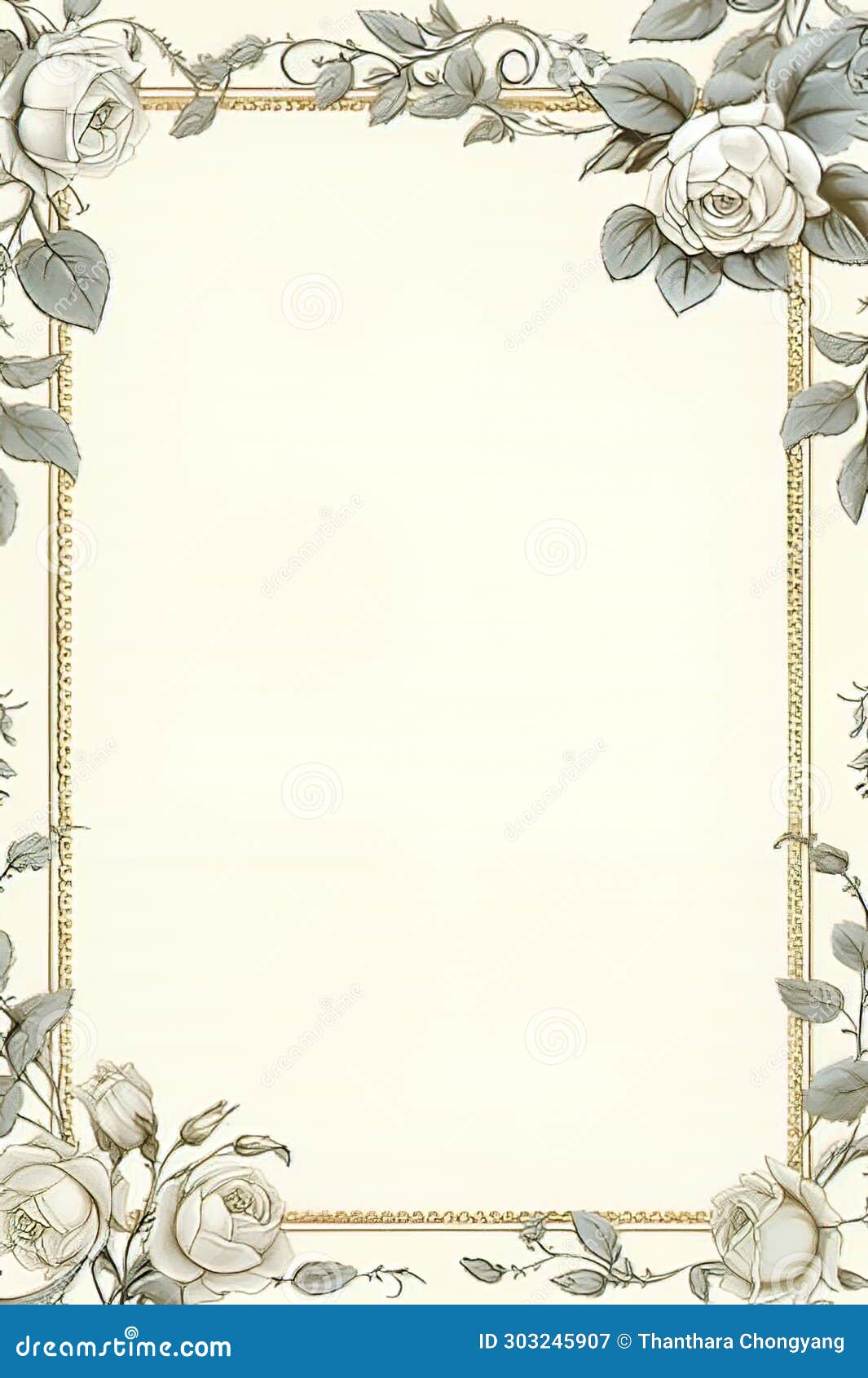 An Illustrated Notepad, Thick Writing Lines, with Beautiful White Rose ...