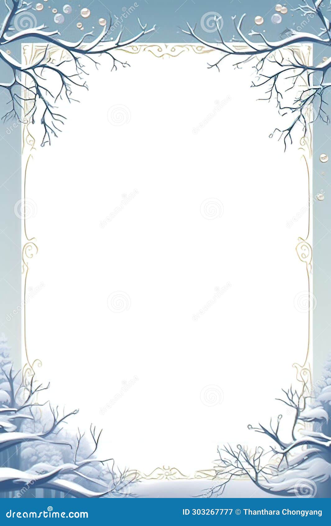 An Illustrated Notepad, Thick Writing Lines, with Snow Winter Elaborate ...